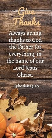 Amazon.com: Thanksgiving Scripture Bookmarks – Ephesians 5:20 Bible ...