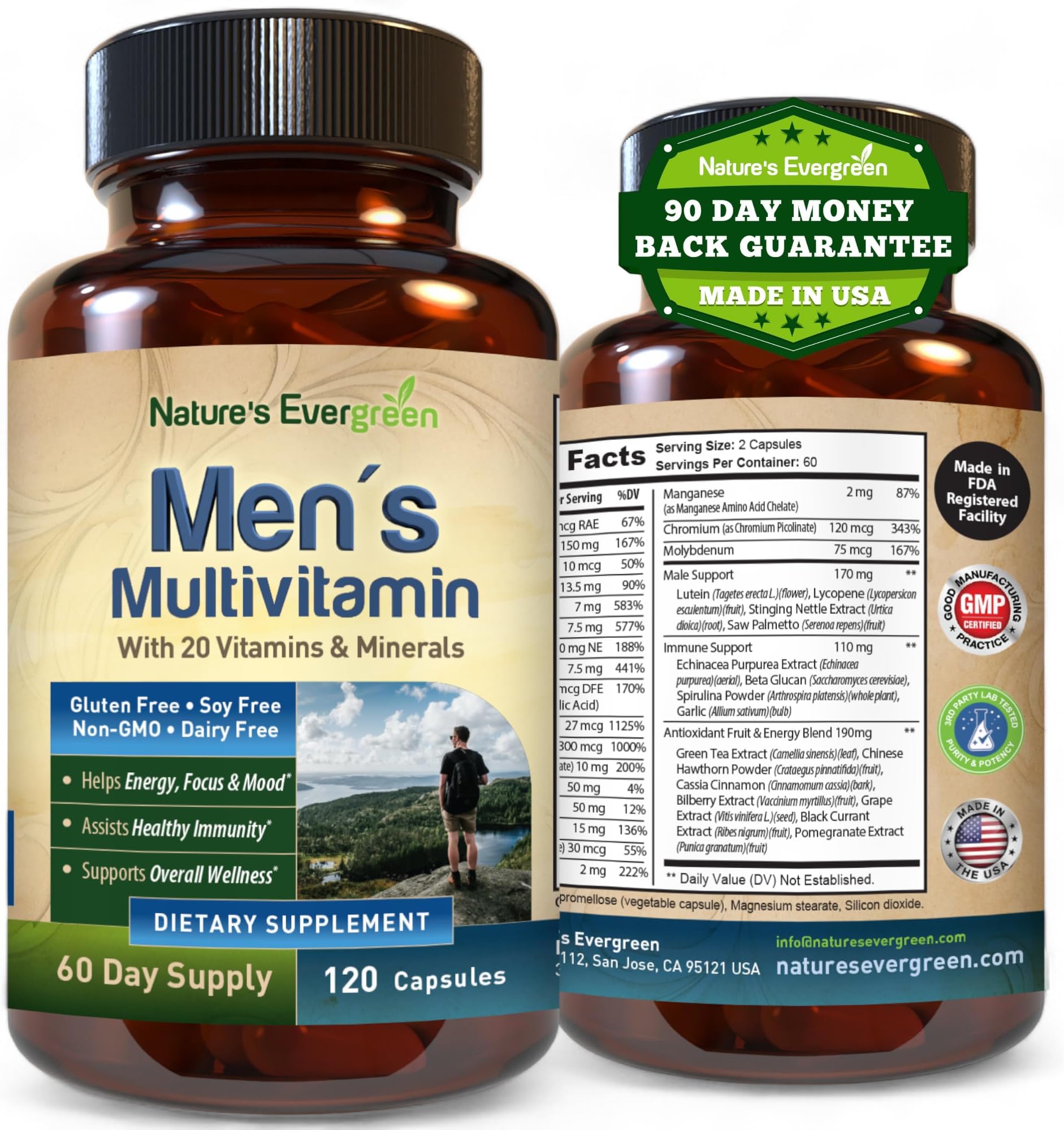 Amazon.com: Suplemento multivitamínico multimineral diario para hombres ...