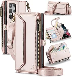 Amazon.com: Strapurs Crossbody Wallet Case Compatible with Samsung Galaxy S22 Ultra 5G RFID ...