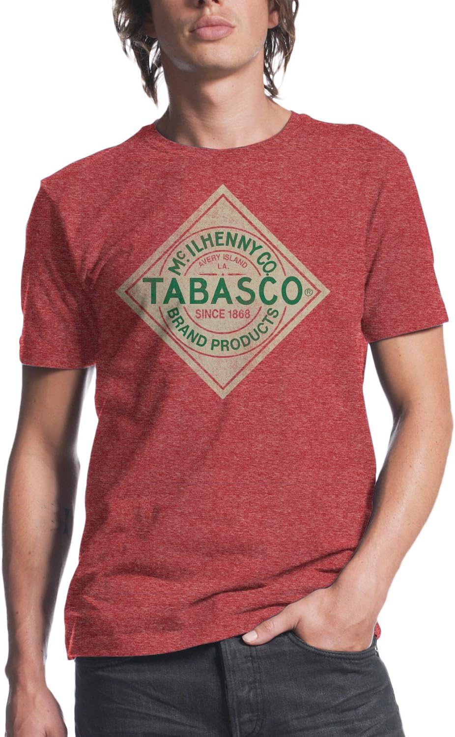 Amazon.com: Haunted Flower Tabasco Logo Mens Red Heather T-Shirt L ...