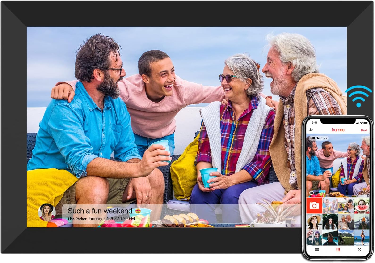 Buy FRAMEO Digital Photo Frame 10.1 inch WiFi Smart Frame HD IPS Touch ...