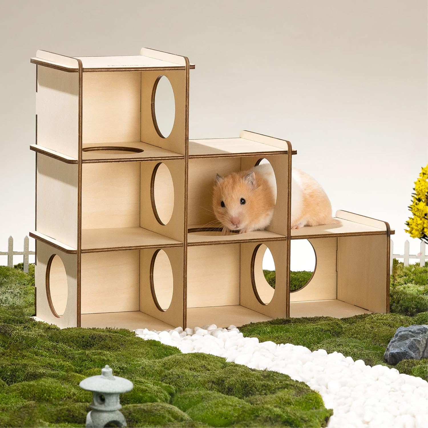 MEWOOFUN Hamster Hideout, Multi-Chamber Hamster House Maze,Hamster Toys ...