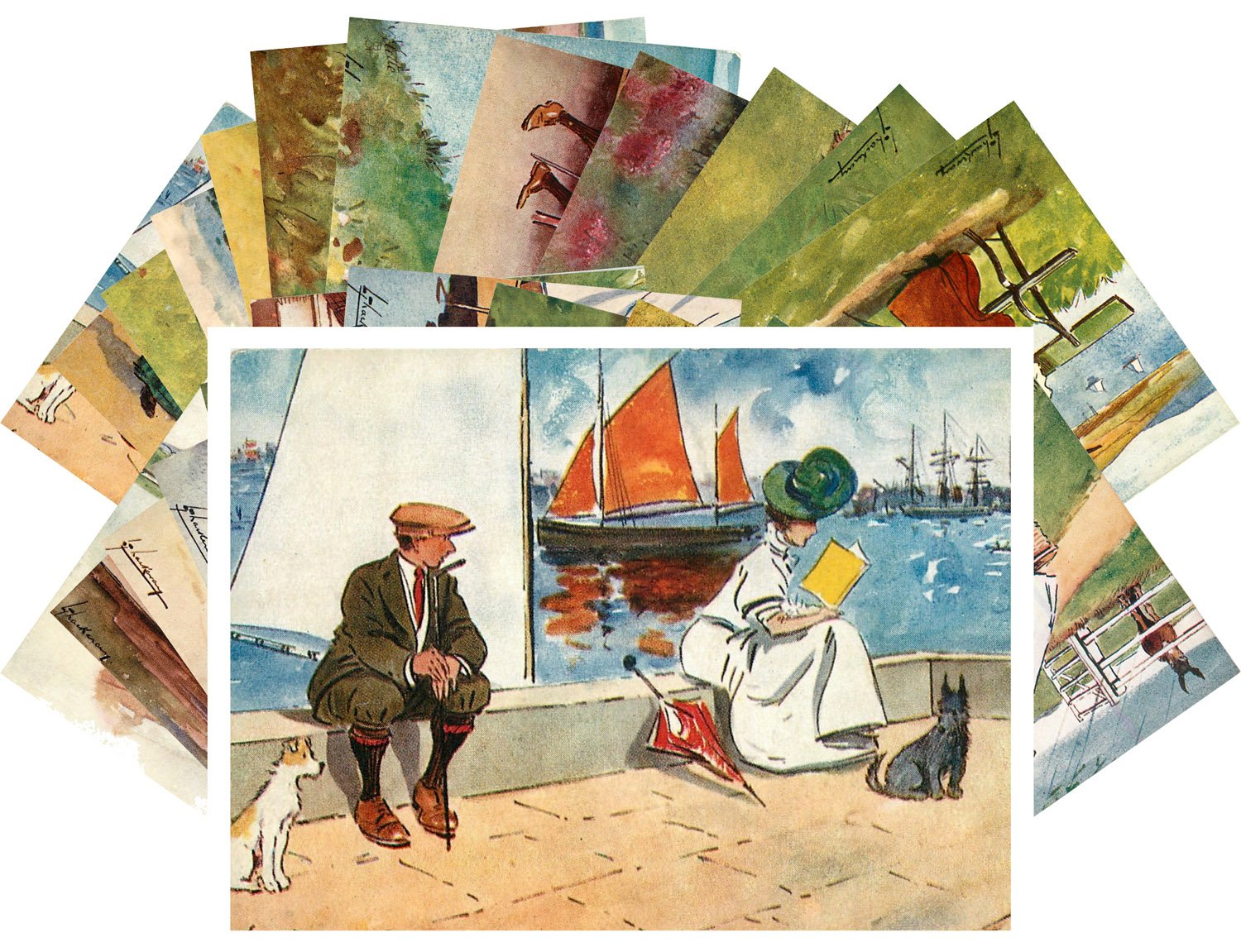Snapklik.com : Vintage PostCards 24 Pcs Man And Woman Love Scenes ...