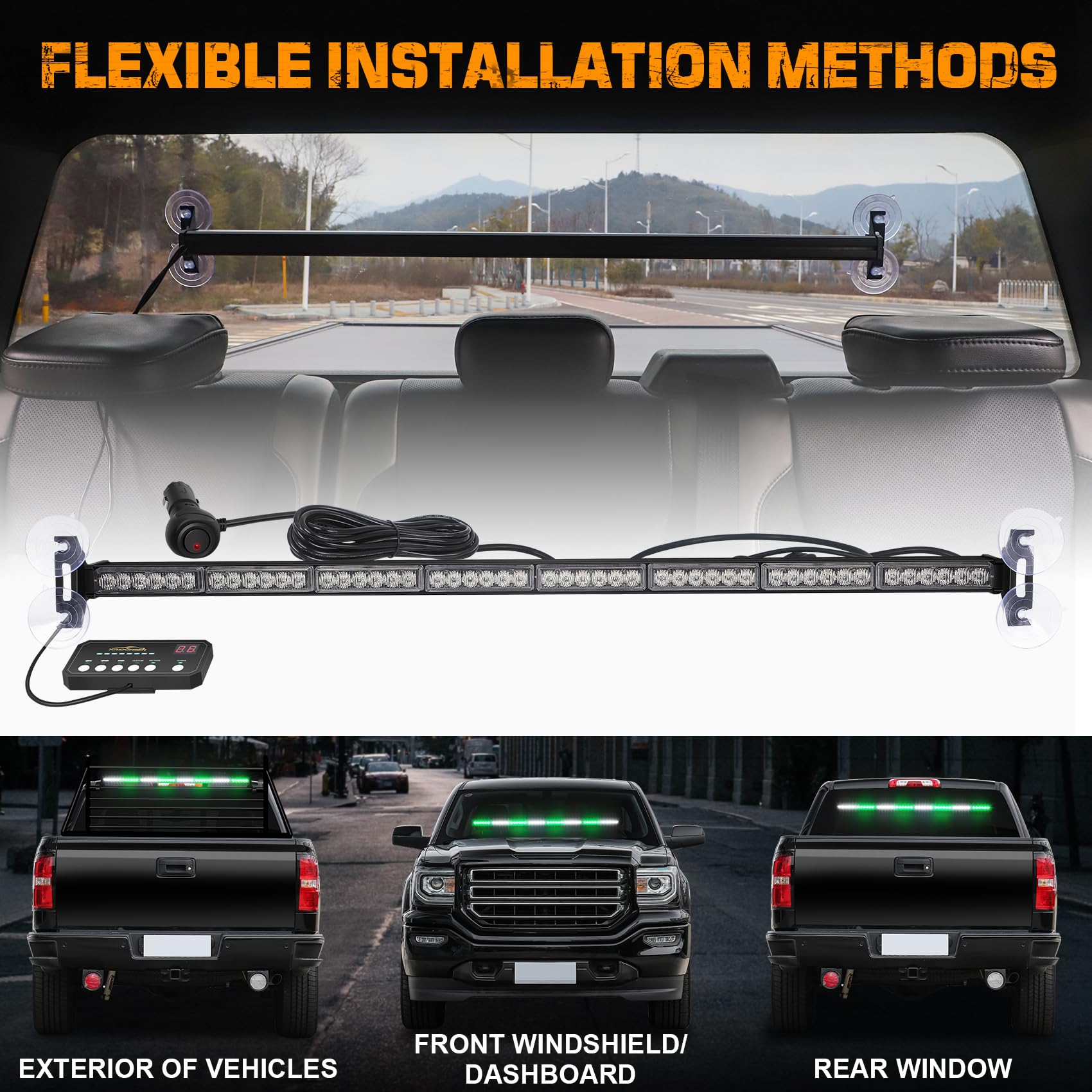 Snapklik.com : 35 Inch Traffic Advisor Green White Emergency Light Bar ...