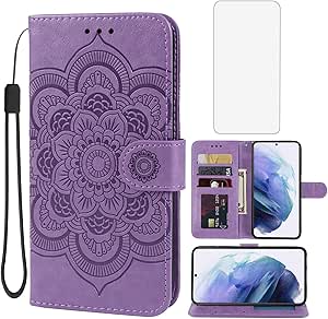 Amazon.com: Bohefo Case for Galaxy S21 Case,Samsung S21 SM-G991U Wallet Case with Tempered Glass ...