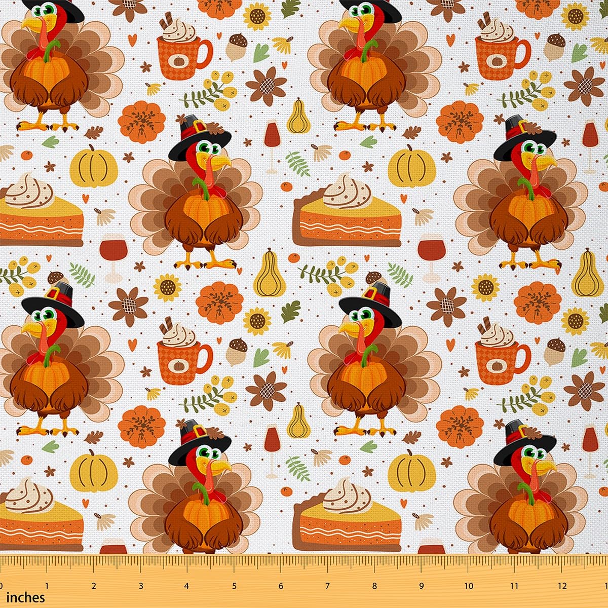 Amazon.com: Fall Turkey Fabric by The Yard 1 Yard Happy Thanksgiving ...