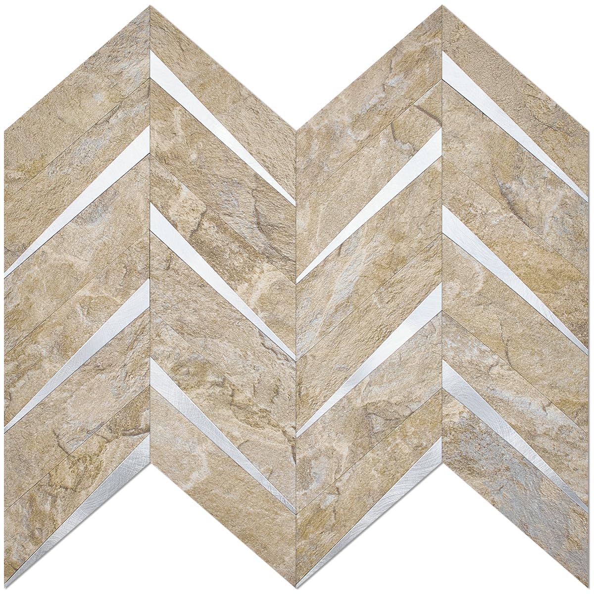 DICOFUN 10-Sheet Sandstone Look Herringbone Peel and Stick Backsplash ...