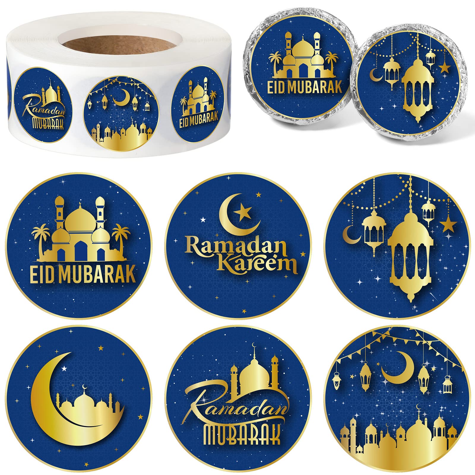 Amazon.com: Teling 600 Pcs 0.75 Inch Mini Eid Mubarak Candy Sticker ...