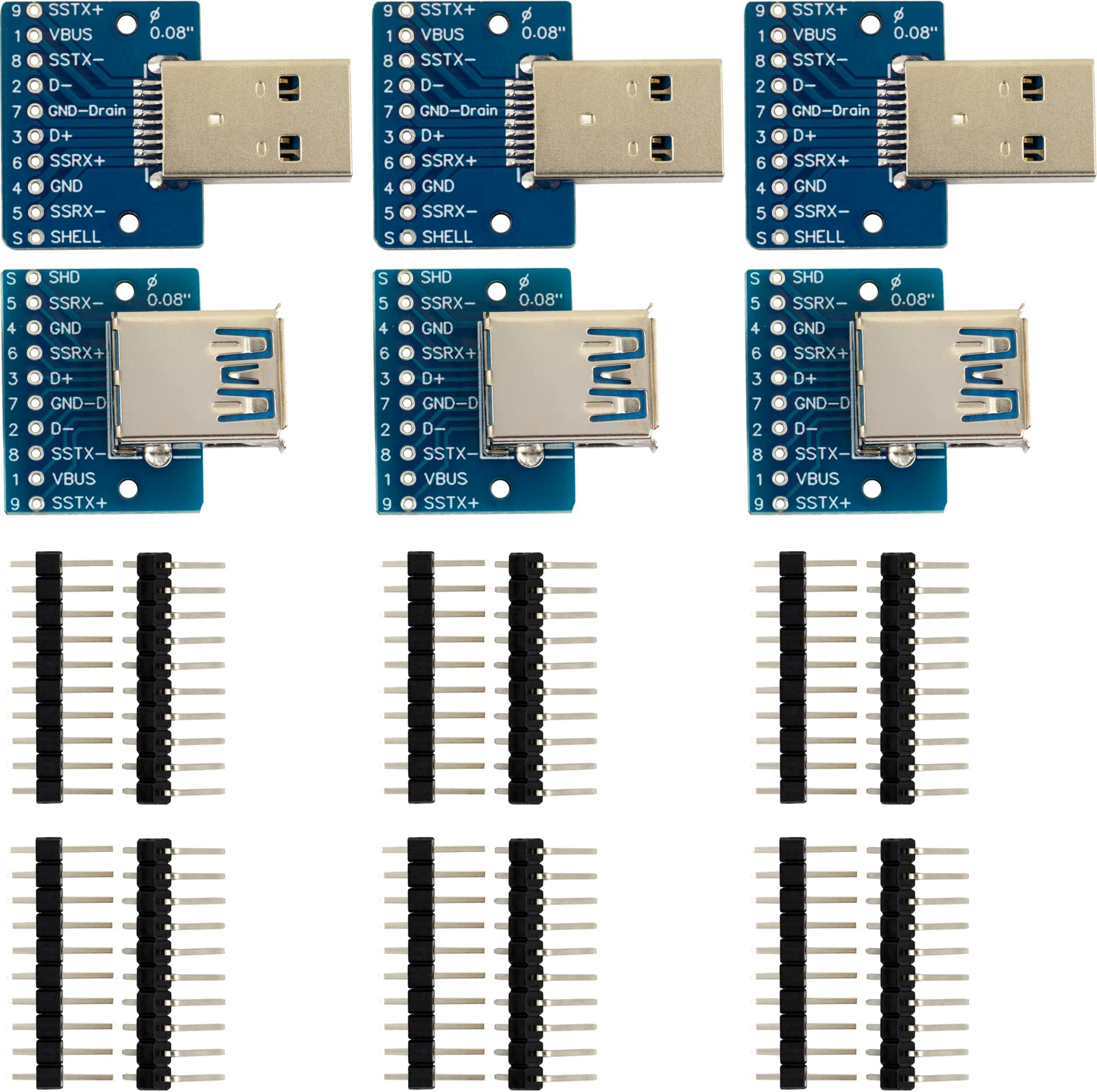 Amazon.com: USB Board Mini USB to DIP Adapter Board 10Pcs USB Type A ...
