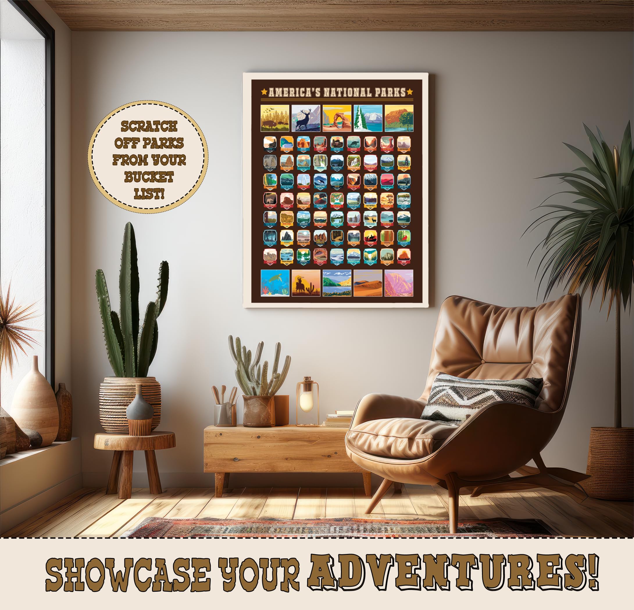 Snapklik.com : USA National Parks Scratch Poster 16x20 - Hand-Drawn Laminated Travel Map To ...