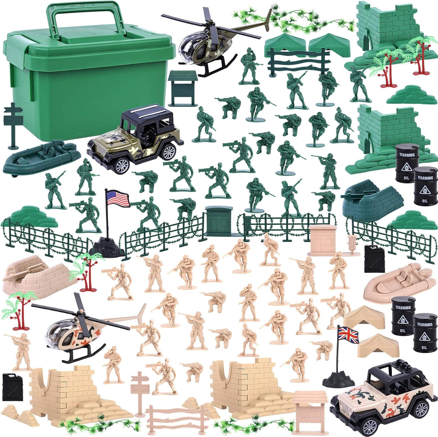 Amazon.com: LovesTown 117PCS Army Men Playset, Military Soldier Set ...