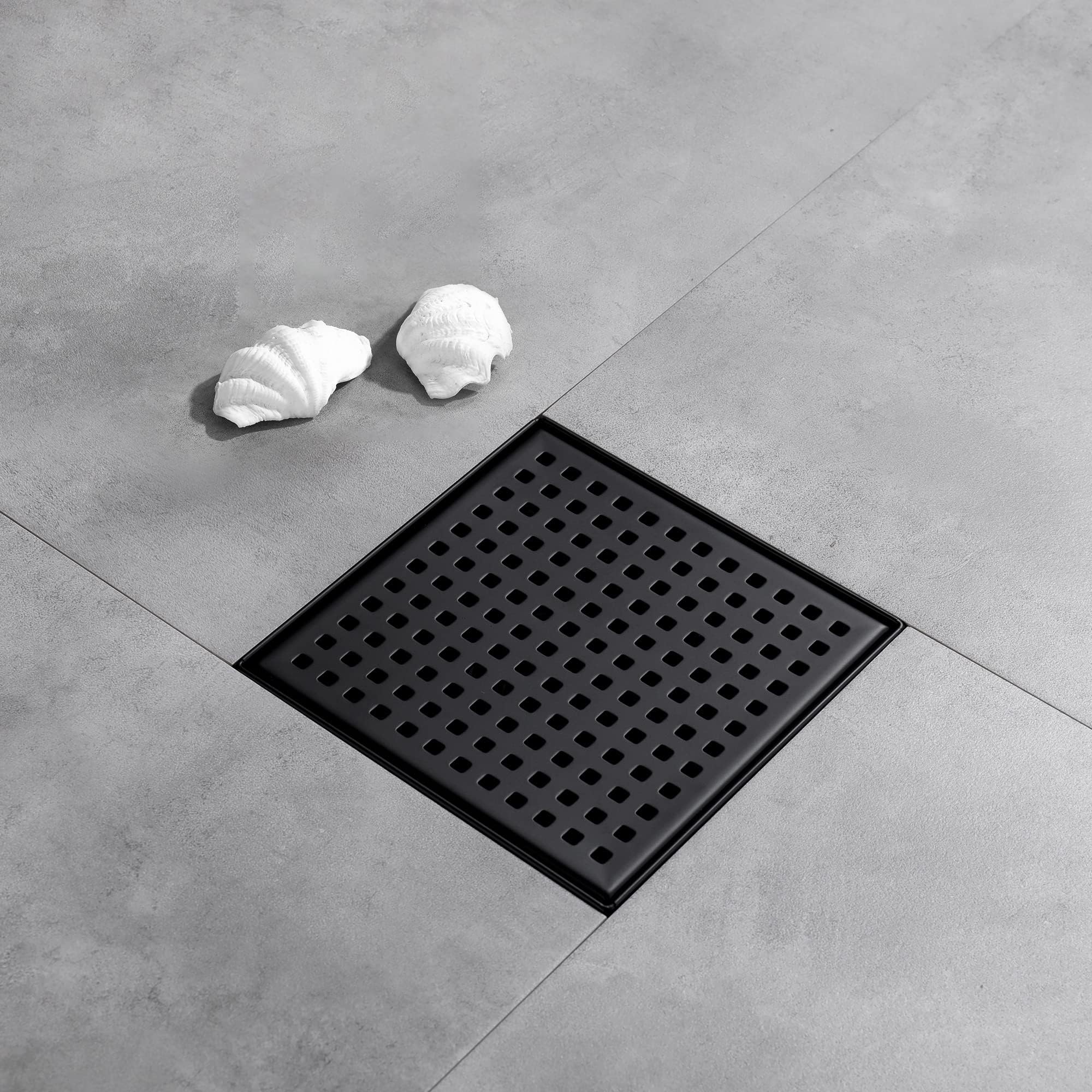 Oatey Universal 4-1/4 in. Square Snap-Tite Shower Strainer, Matte Black ...