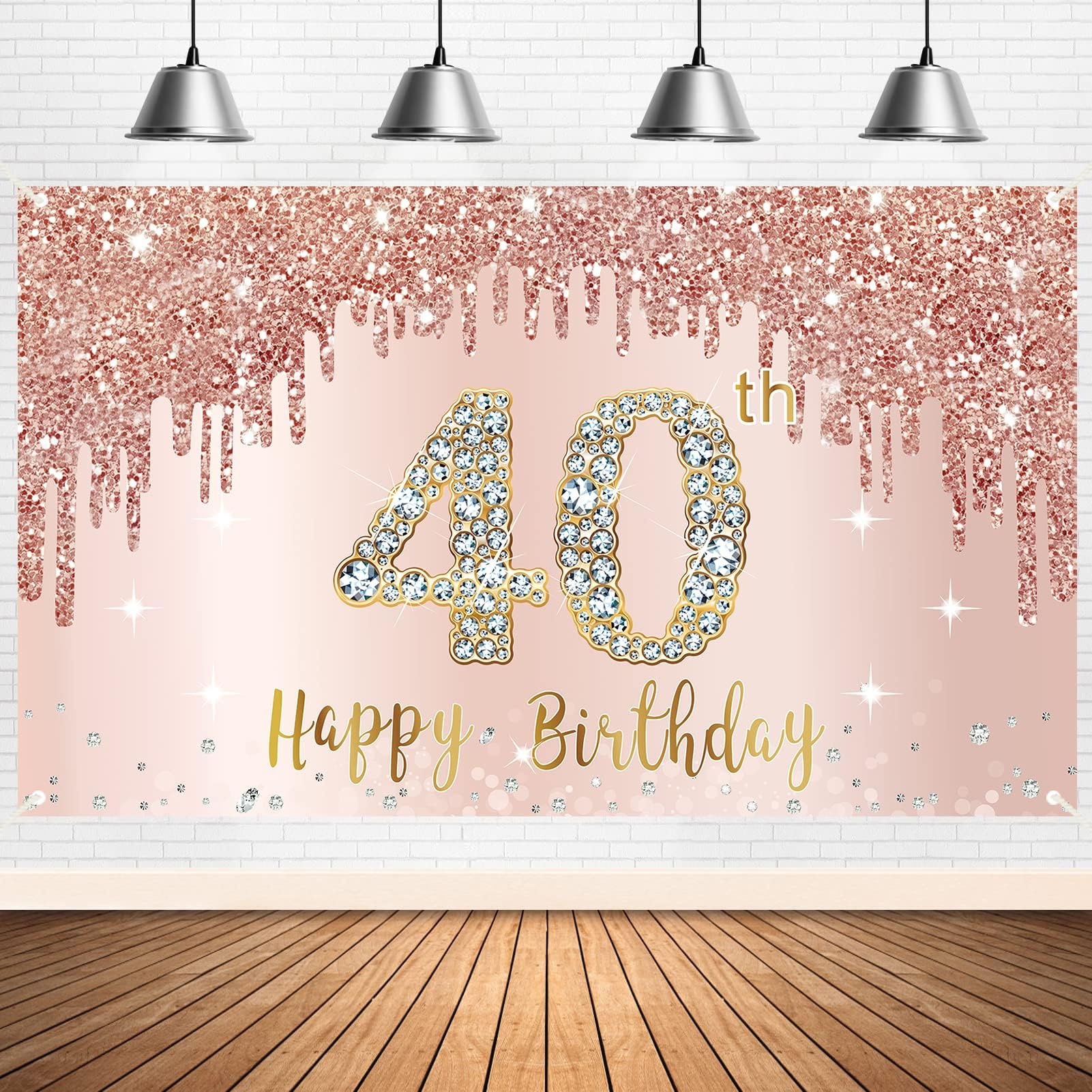 Amazon.com : HTDZZI Happy 40th Birthday Backdrop, 40th Birthday ...