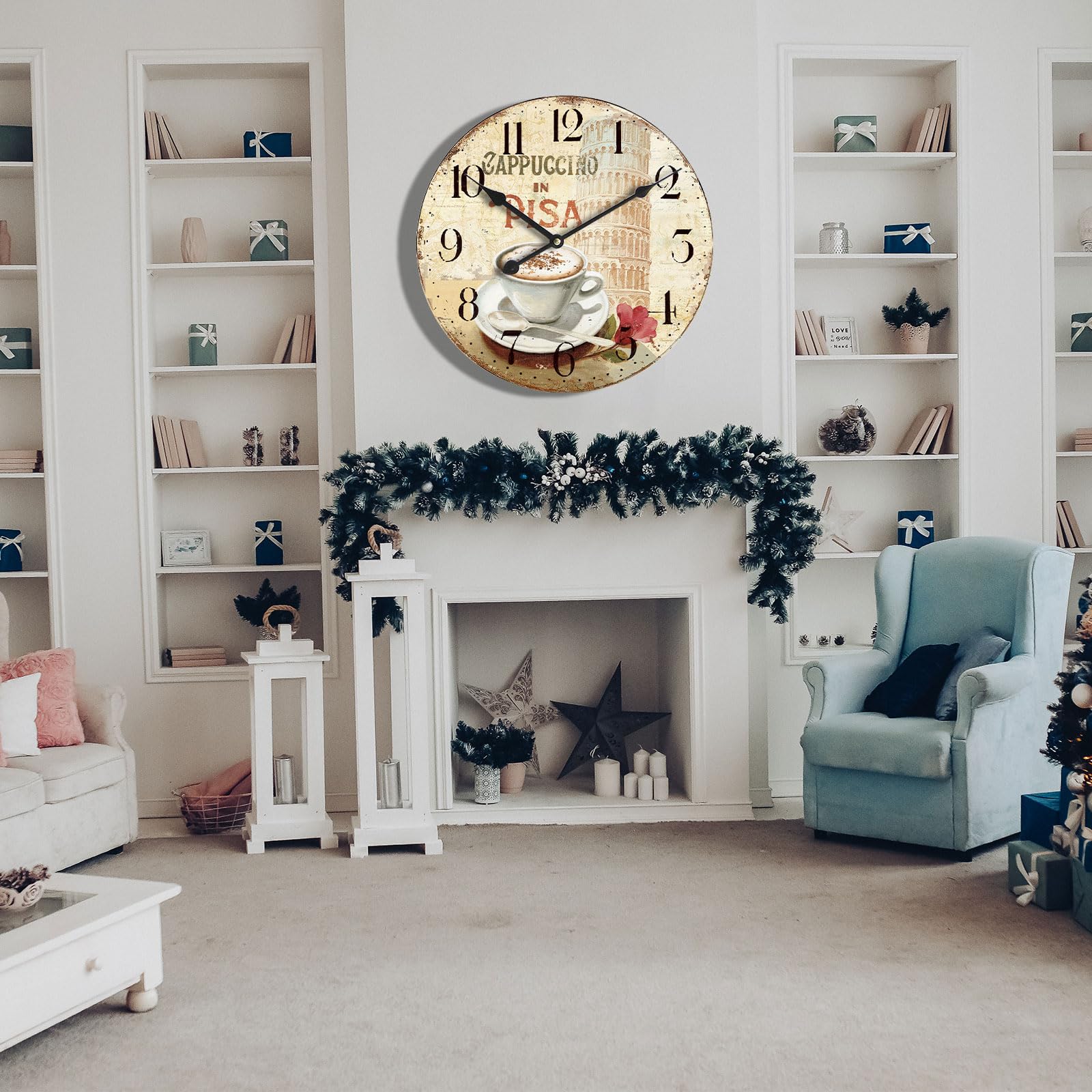 Snapklik.com : Italian Wall Clock,16" Silent Wall Clocks Coffee & Torre ...