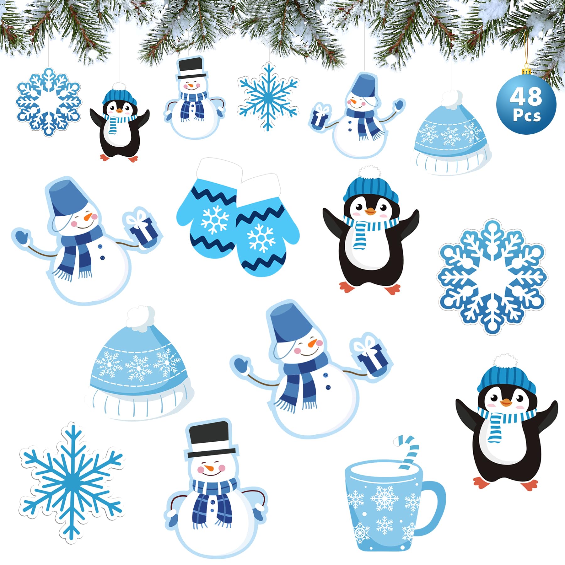 Amazon.com: 48 PCS Winter Cutouts, Snowflake Accents Paper Cutouts Name ...