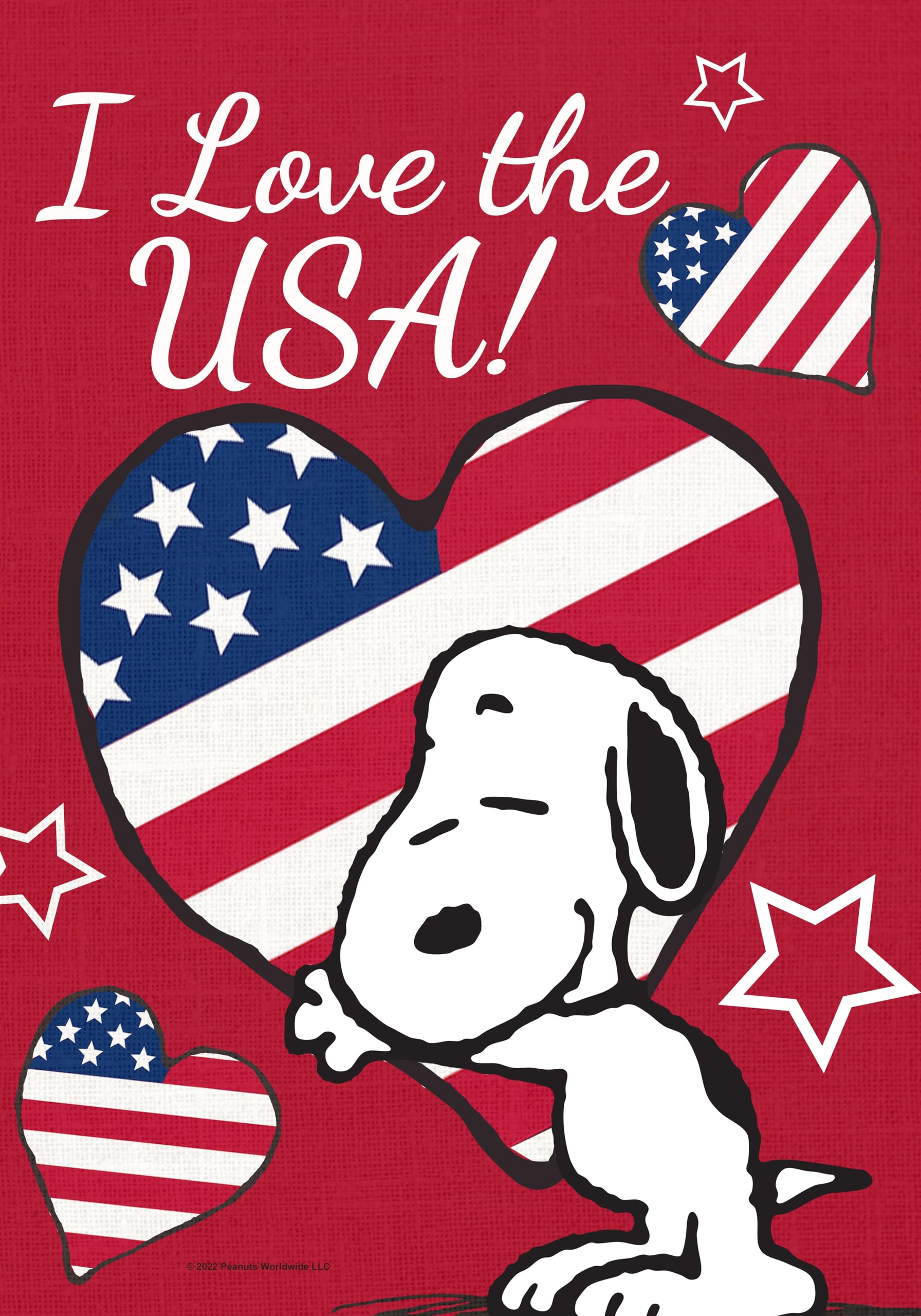 Amazon.com : BACKYARD GLORY PEANUTS I Love the USA Snoopy House Flag ...