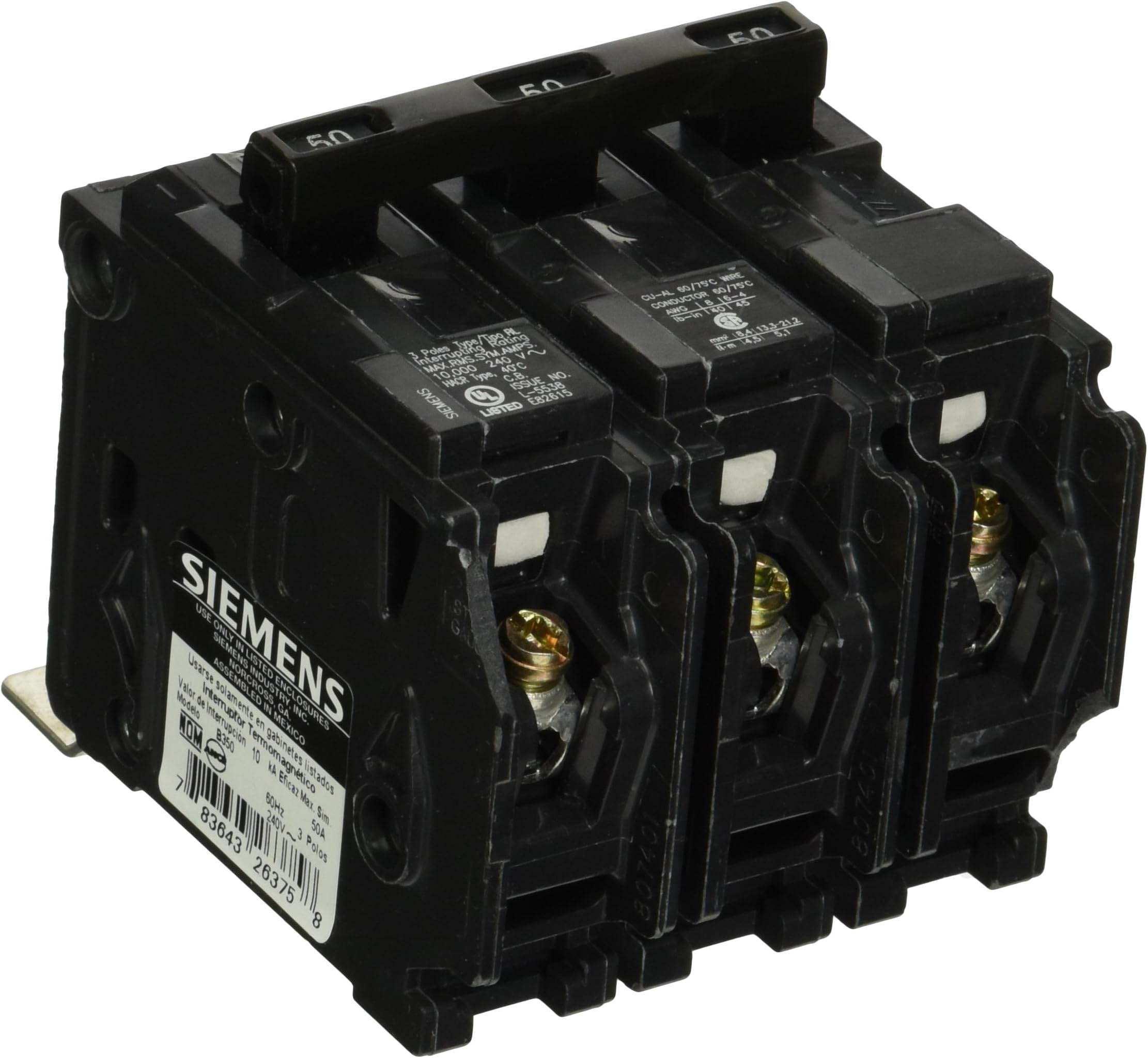 SIEMENS B320 20-Amp Three Pole 240-Volt 10KAIC Bolt in Breaker ...