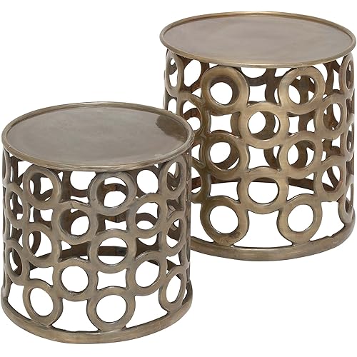 Amazon.com: Deco 79 Aluminum Stool, 14 by 17-Inch, Set of 2 : Home ...