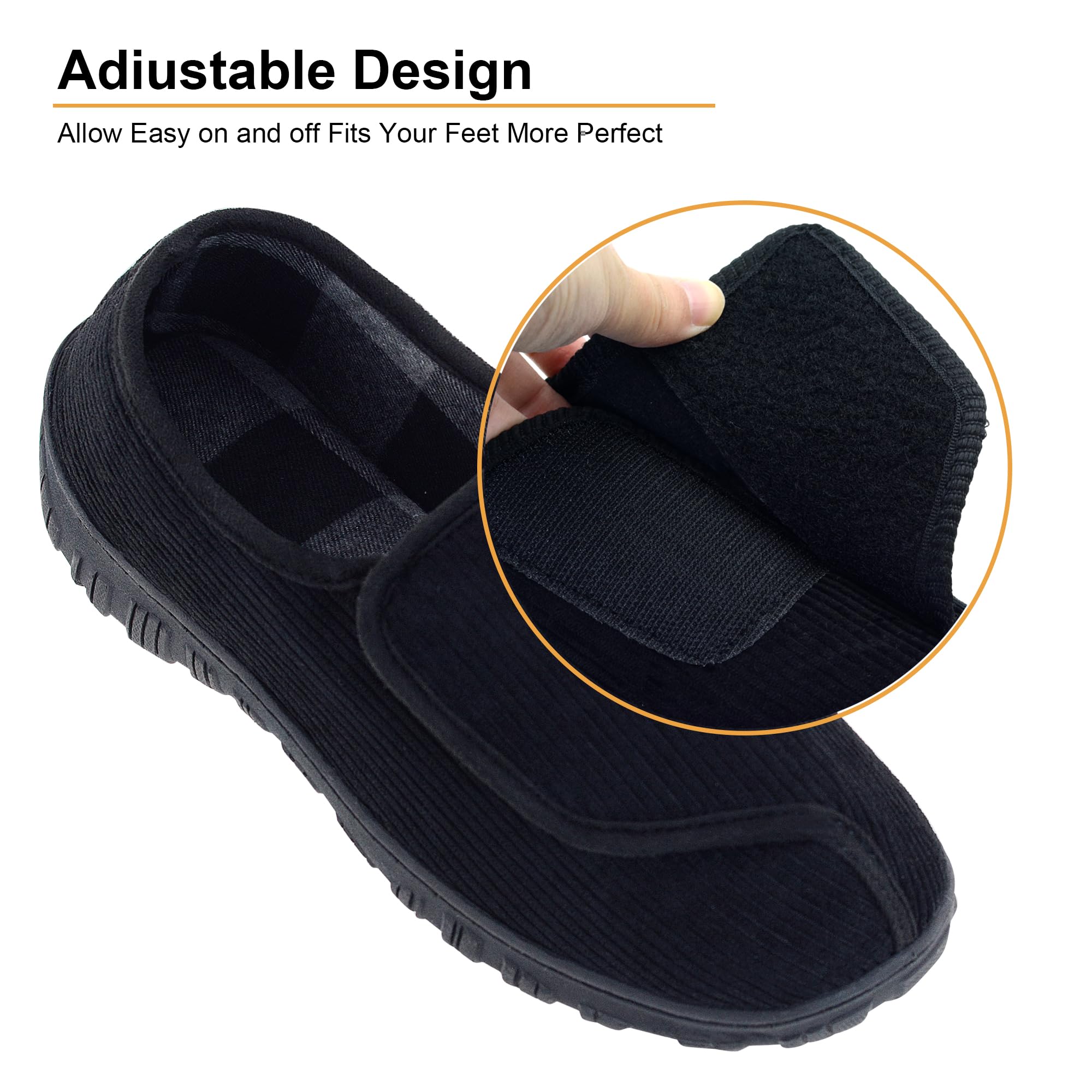 Snapklik.com : Mens Memory Foam Diabetic Slippers Extra Wide Comfy