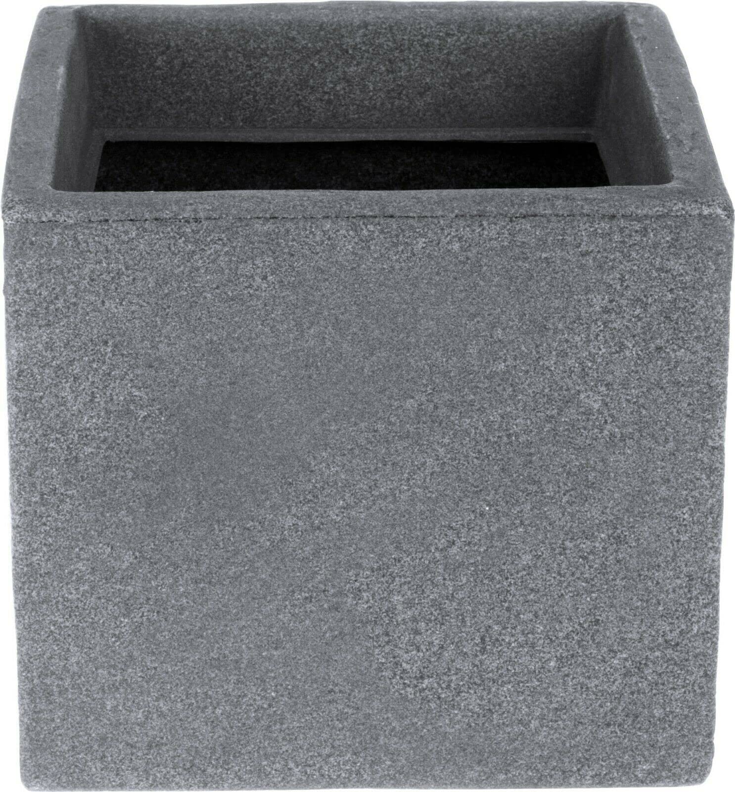 Koop 20cm Large Square Plant Pot, Grey Stone Effect | Lightweight ...