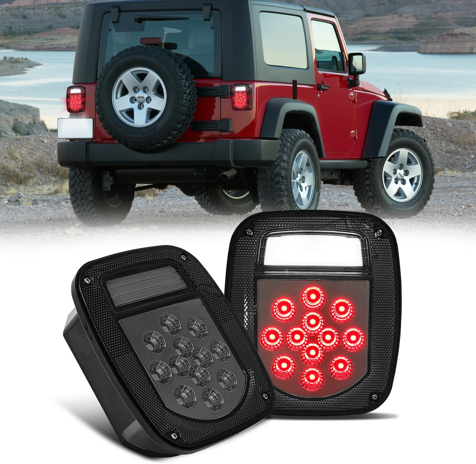 Amazon.com: Smoked Square Rear Combination Tail Lights Lamps Assembly ...