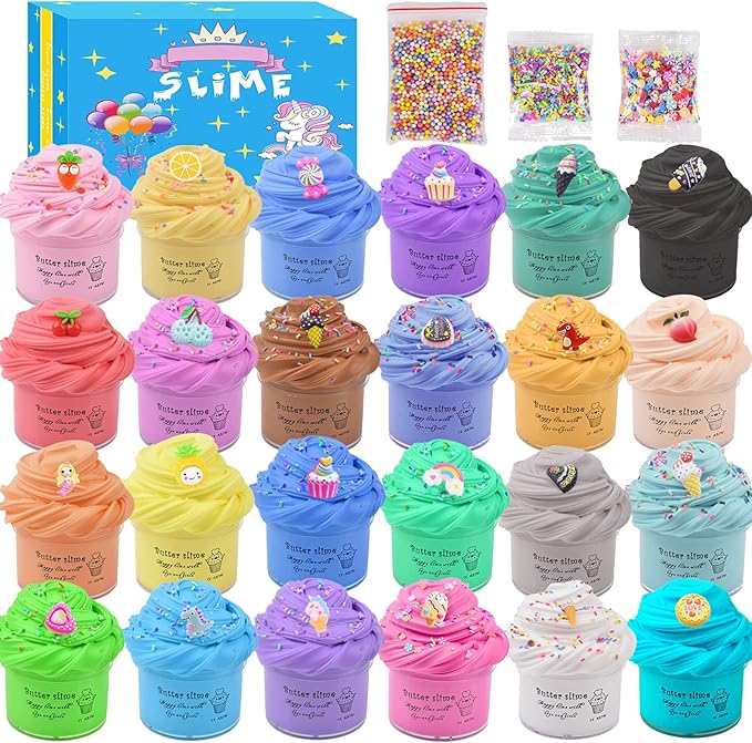 Amazon.com: 24 Pack Butter Slime Kit, with Unicorn, Fruit, Ice Cream ...
