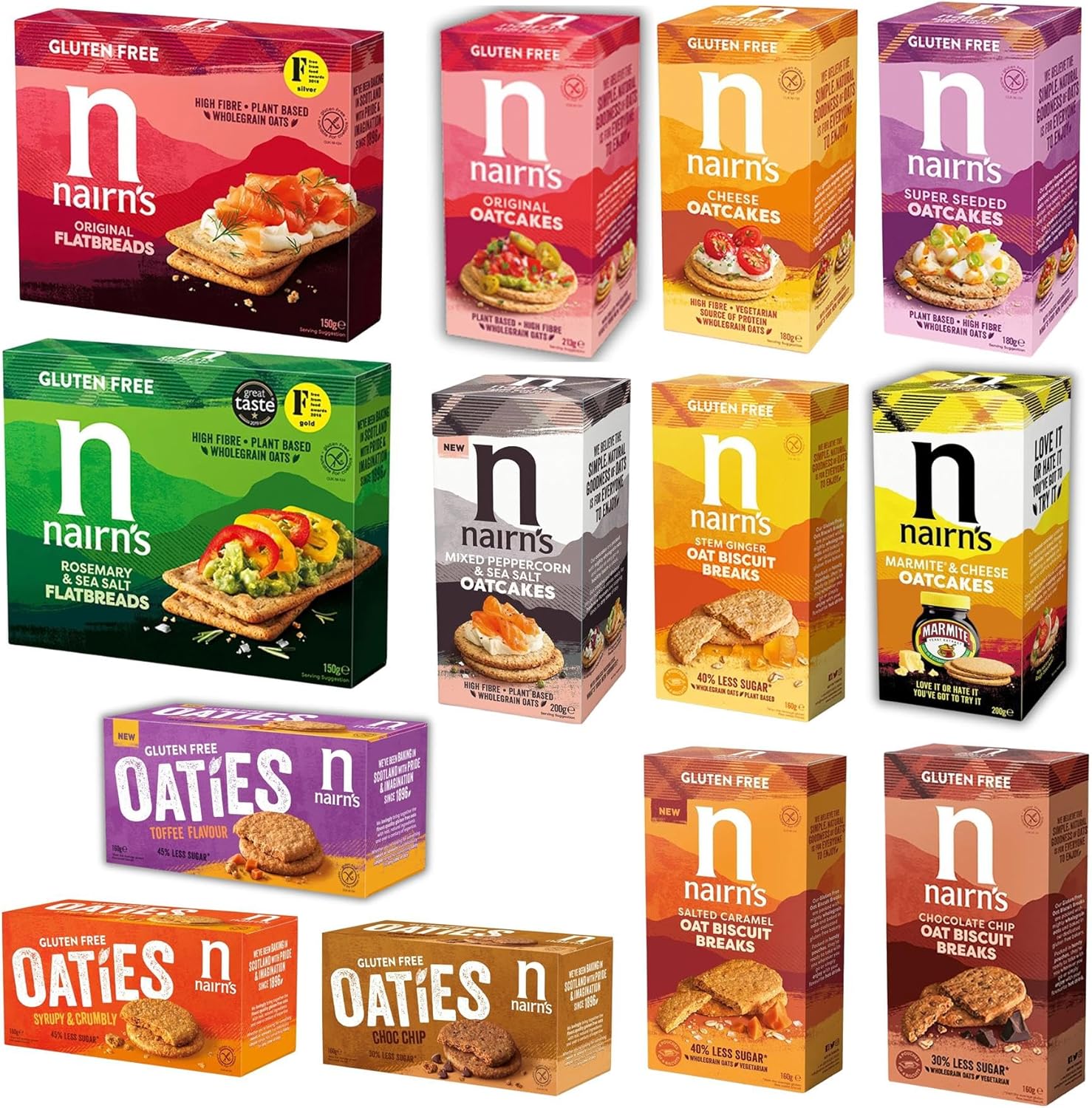 Nairns Gluten Free Oatcakes, Flatbreads & Oat Biscuit Breaks Pick N Mix ...