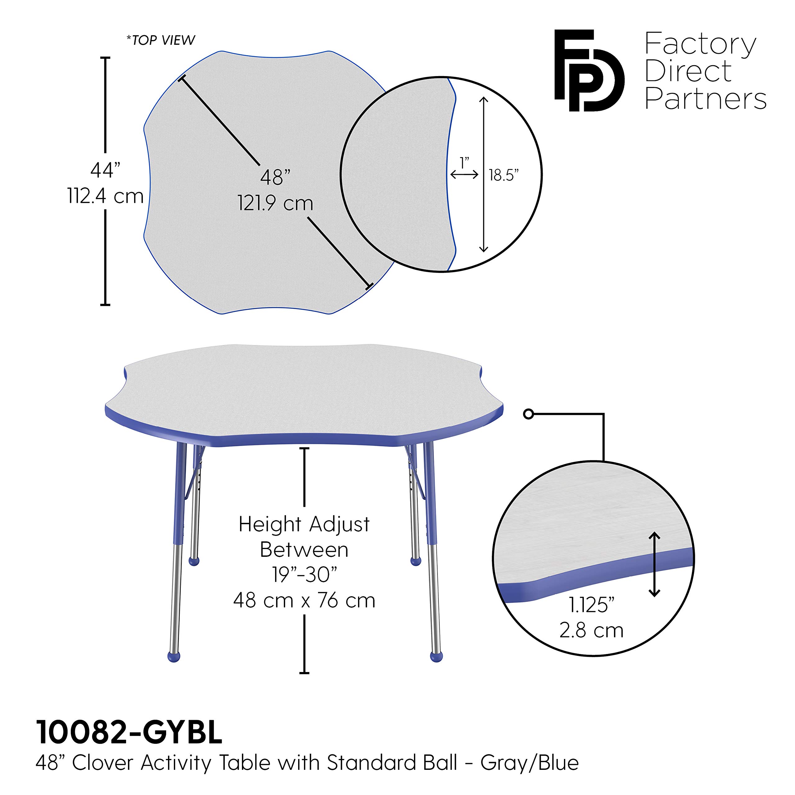 Factory Direct Partners 10082-GYBL Clover Activity School and Office ...