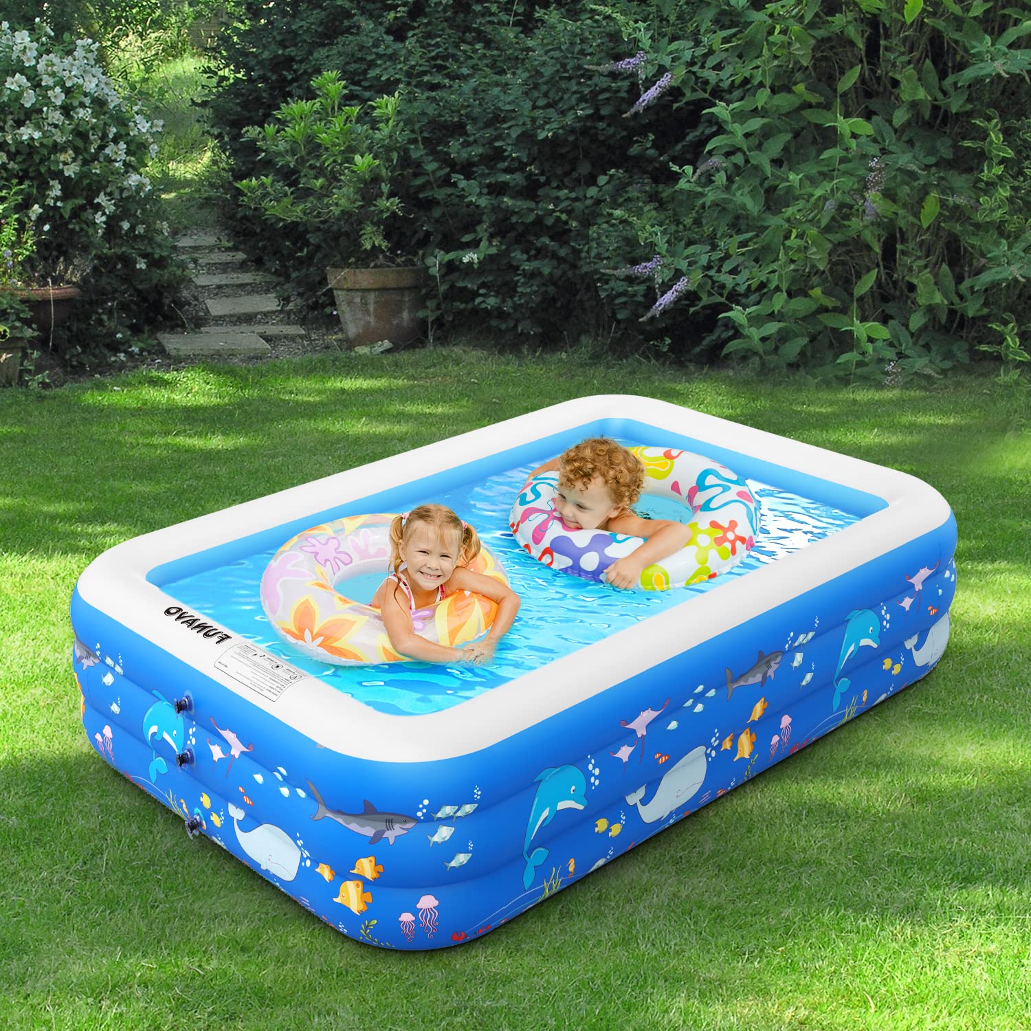 Inflatable Swimming Pools, FUNAVO Inflatable Pool for Kids, Kiddie ...