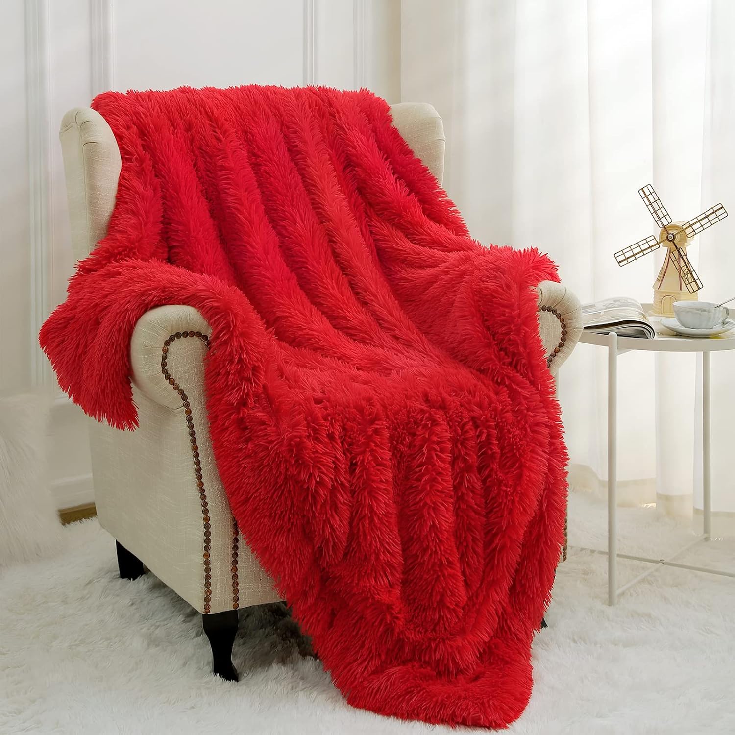 Amazon.com: BENRON Bright Red Throw Blankets 50"x60", Soft Sherpa ...