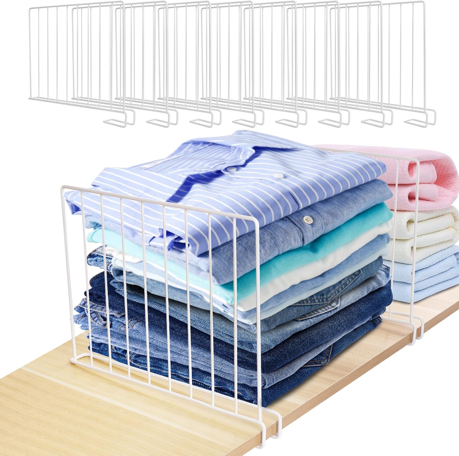 Amazon.com: Fineonly 8 Pack Shelf Dividers for Closet Organization ...