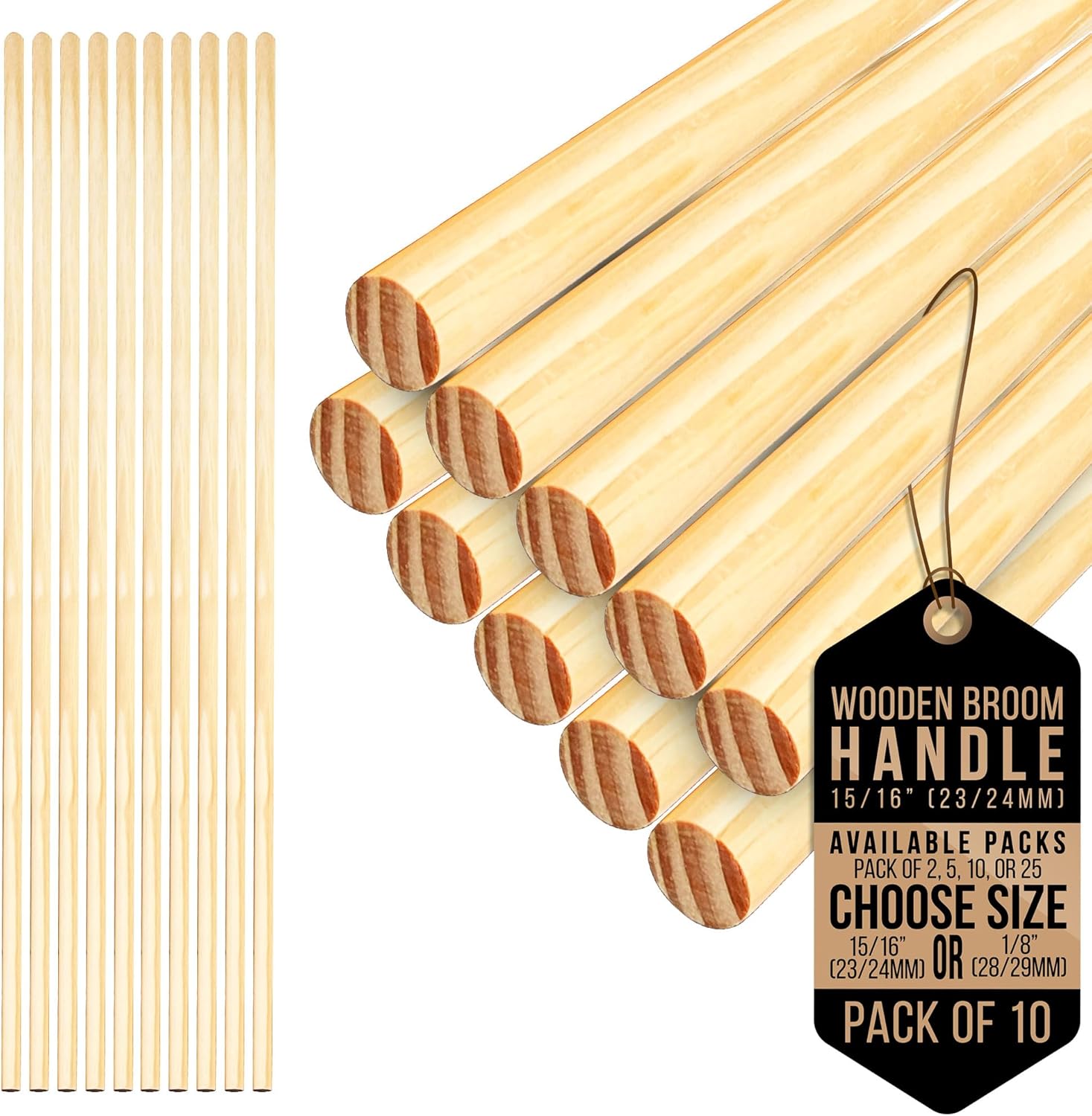 Wooden Broom Handle – Multipurpose Garden Broom Shaft, Mop Handle ...