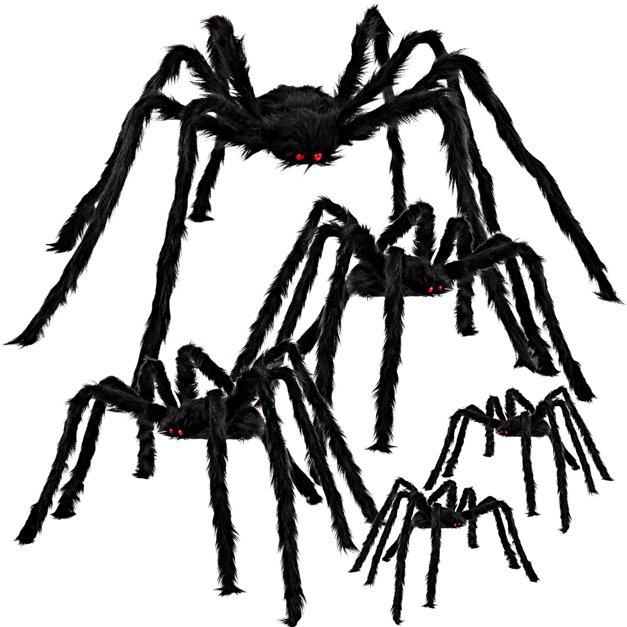 JOYIN Halloween Realistic Hairy Spiders Set (5 Pack), Halloween Spider ...