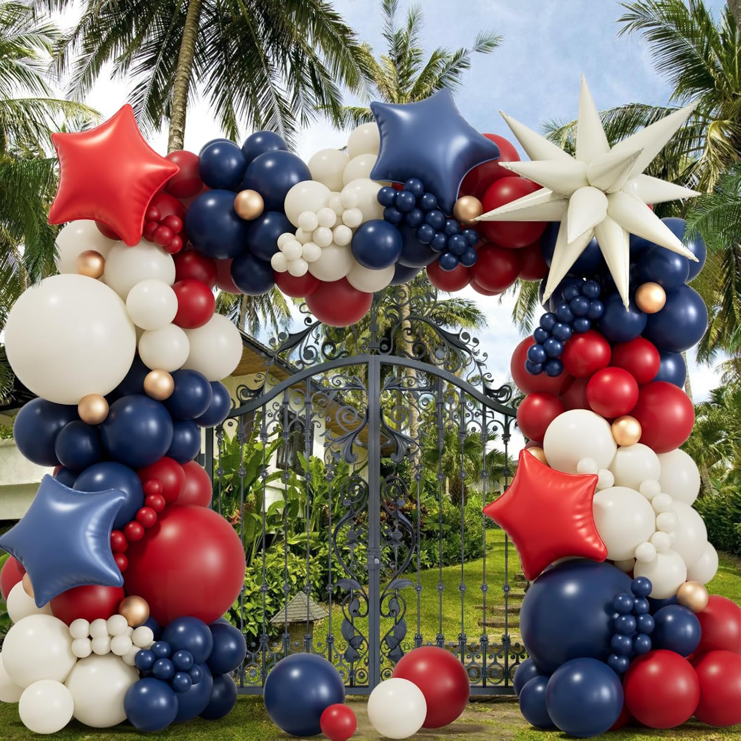 Amazon.com: Red White and Blue Balloon Arch Kit - Double Stuffed Navy ...