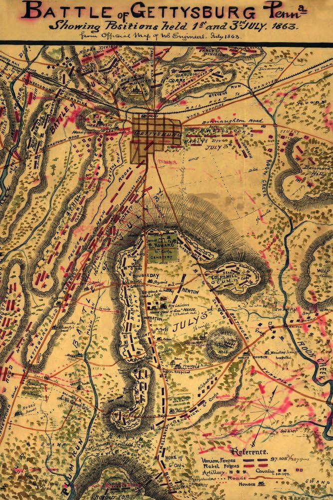 Amazon.com: Battle of Gettysburg - Civil War - (1863) - Panoramic Map ...