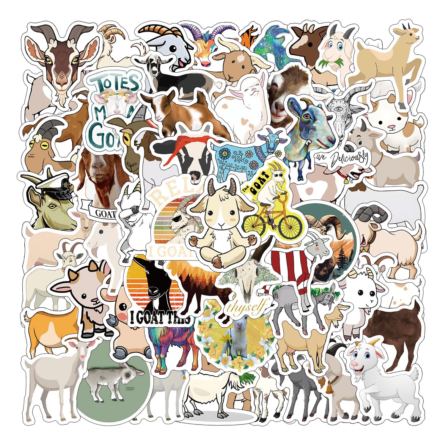 Amazon.com: 60pcs Funny Goat Stickers Cute Kawaii Animals Sticker Vinyl ...