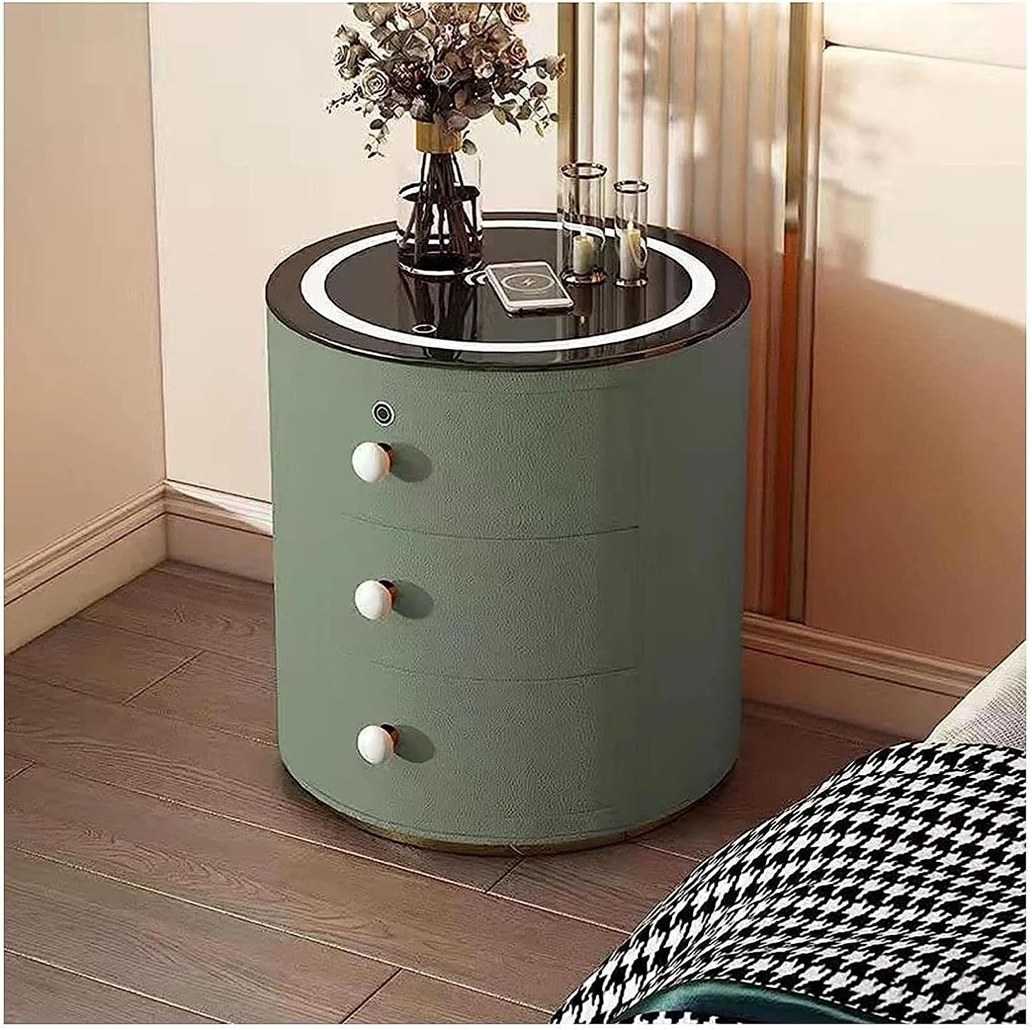 WAGLOS Bedside Table Smart Nightstand Wood End Table Wireless Charging ...