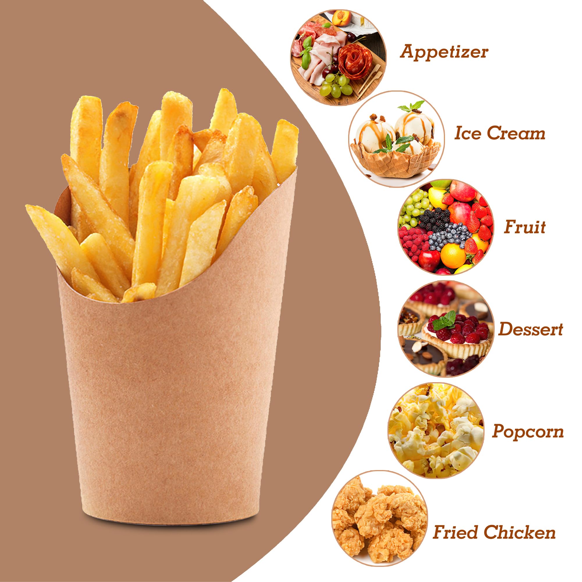 Snapklik.com : 16 Oz French Fries Holder, 50 Pcs Kraft Paperr ...