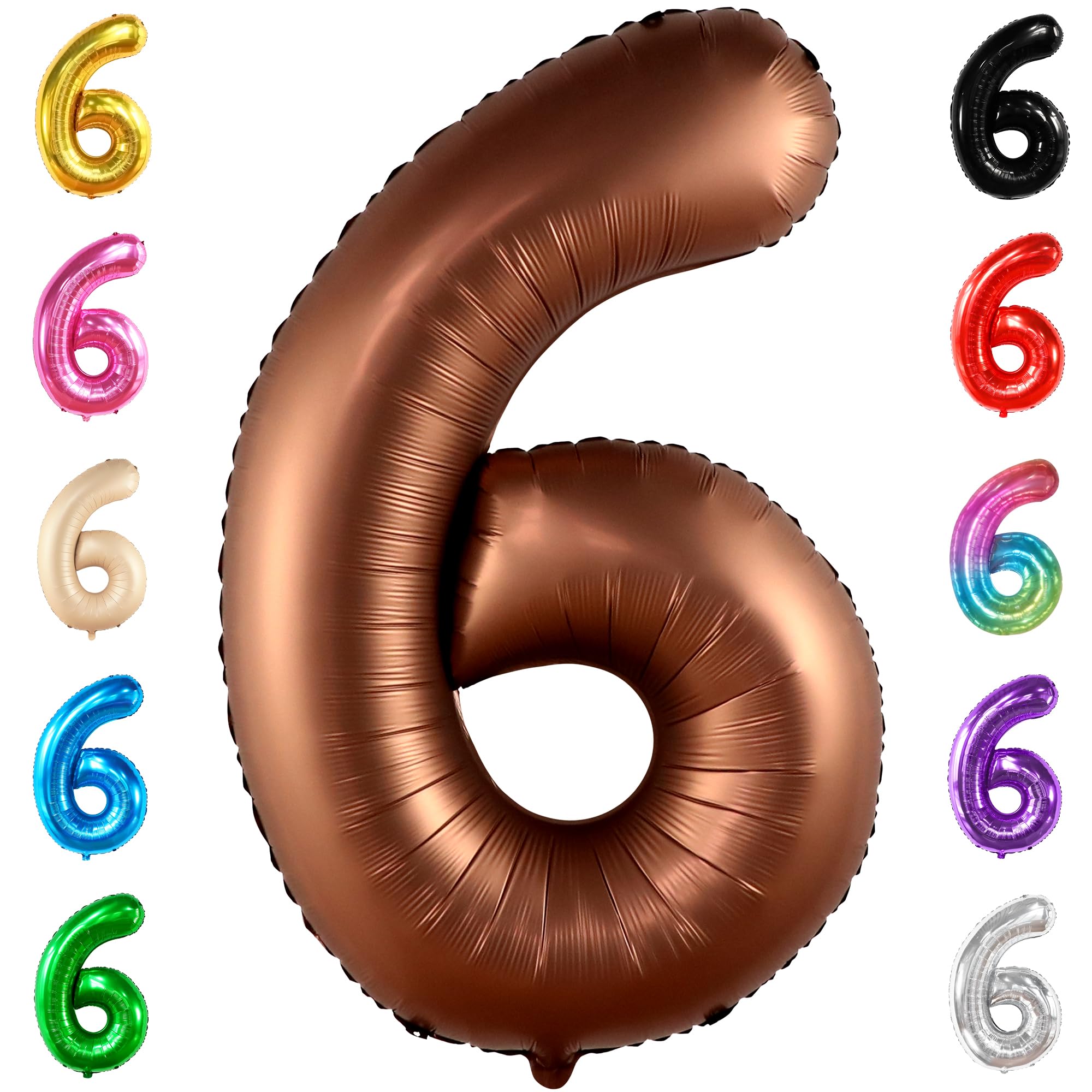 Snapklik.com : Giant Coffee Brown Number 6 Balloon - 40 Inch 6th ...