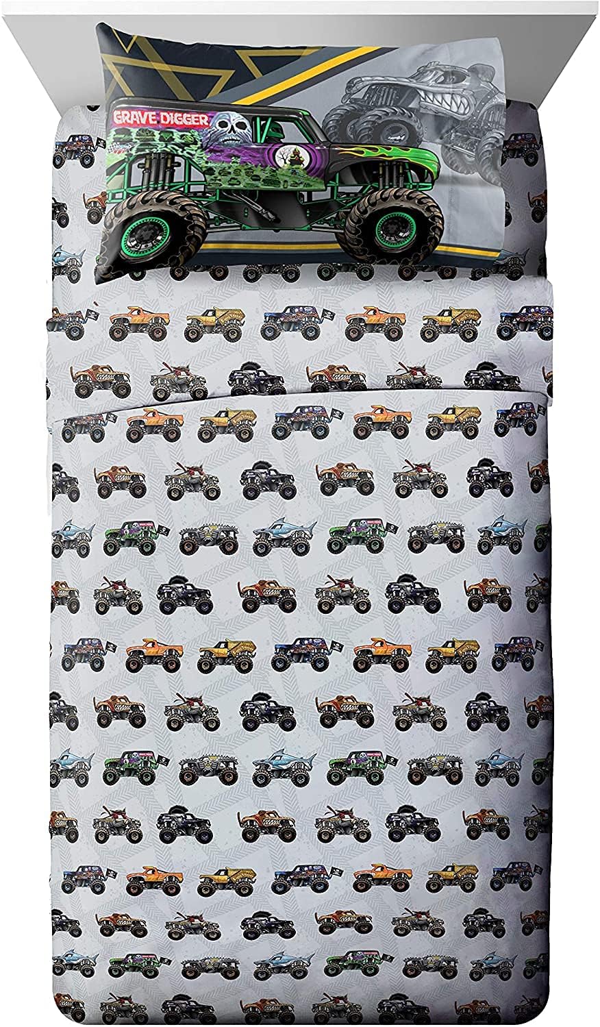 Boys Monster Trucks: Monster Jam Full Comforter & Sheet Set (5 Piece ...