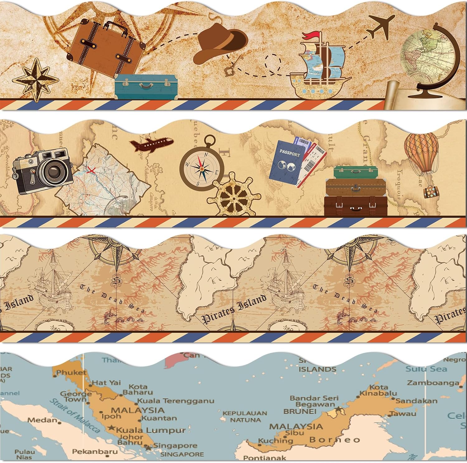 Amazon.com: 78.7ft Travel The Map Bulletin Board Border Let's Explore ...