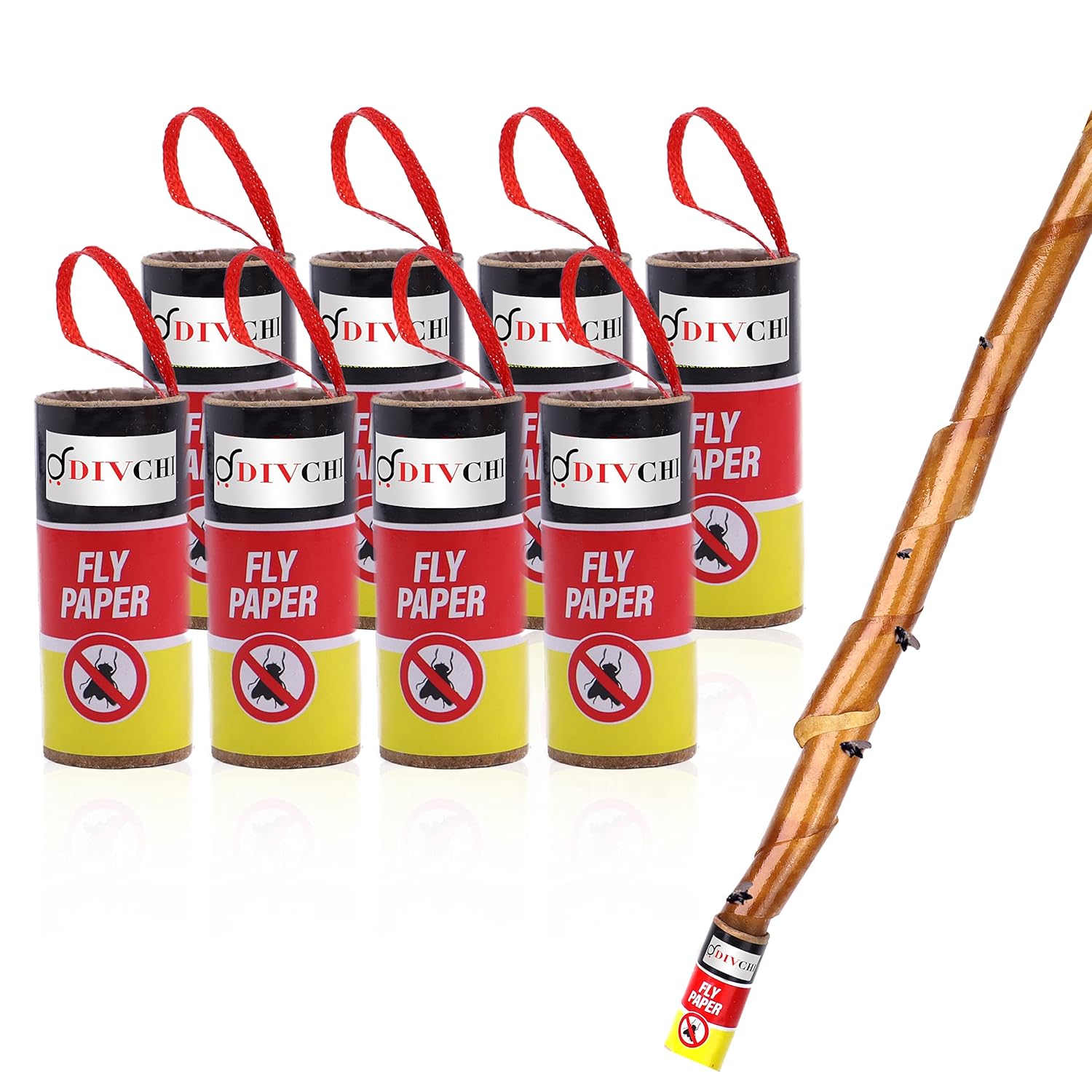 DIVCHI 8 Pack Sticky Fly Paper Strips, Fly Killer Super Sticky Fly ...