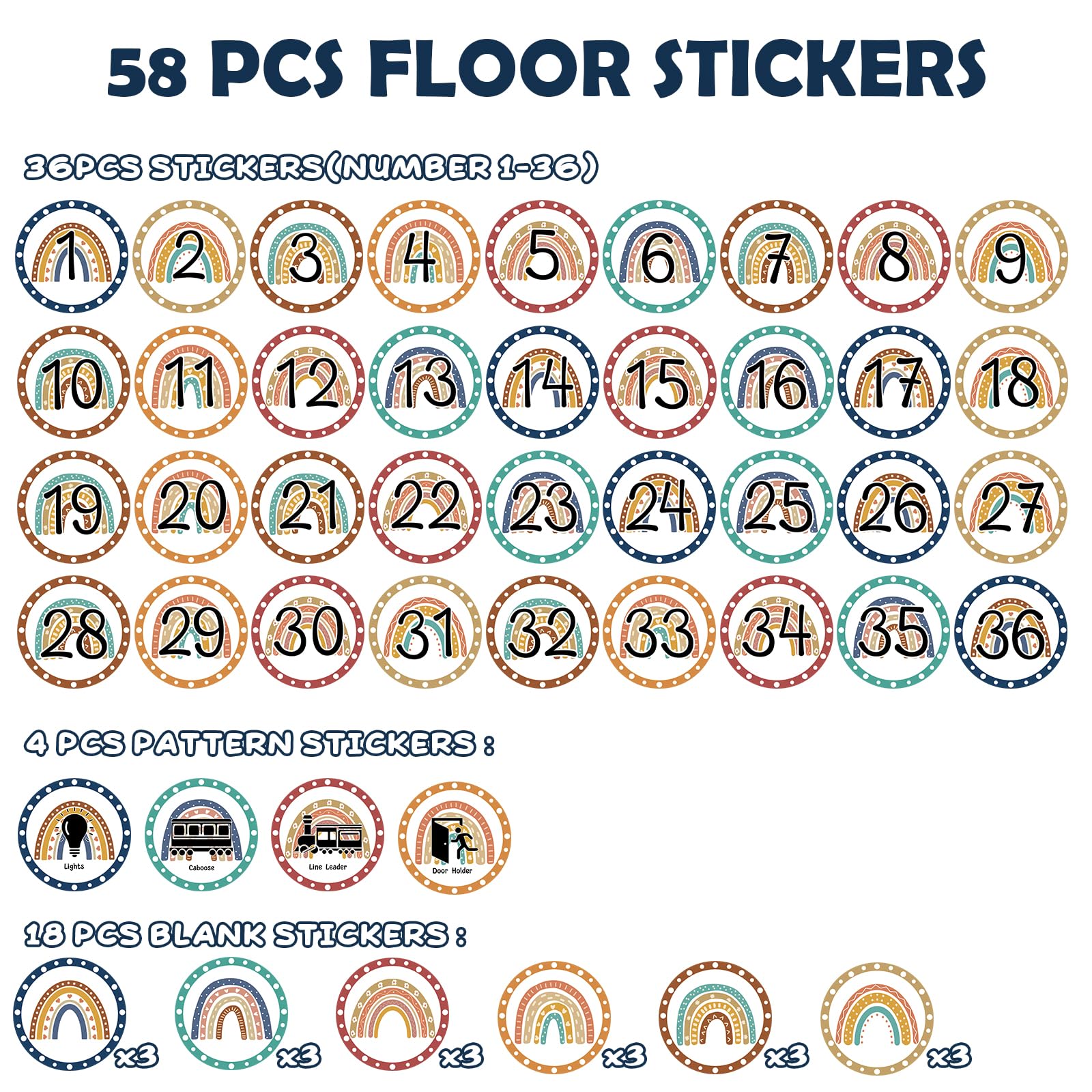 Snapklik.com : 58Pcs Line Up Spots Floor Stickers For Classroom 4 ...