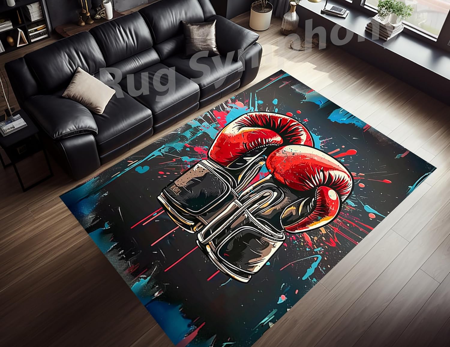 Amazon.com: Boxing Graffiti Rug, Boxing Gloves Illustration Rug ...