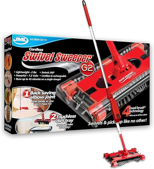 JML Cordless Vacuum Cleaner - Battery Powered Swivel Sweeper Hand Held ...