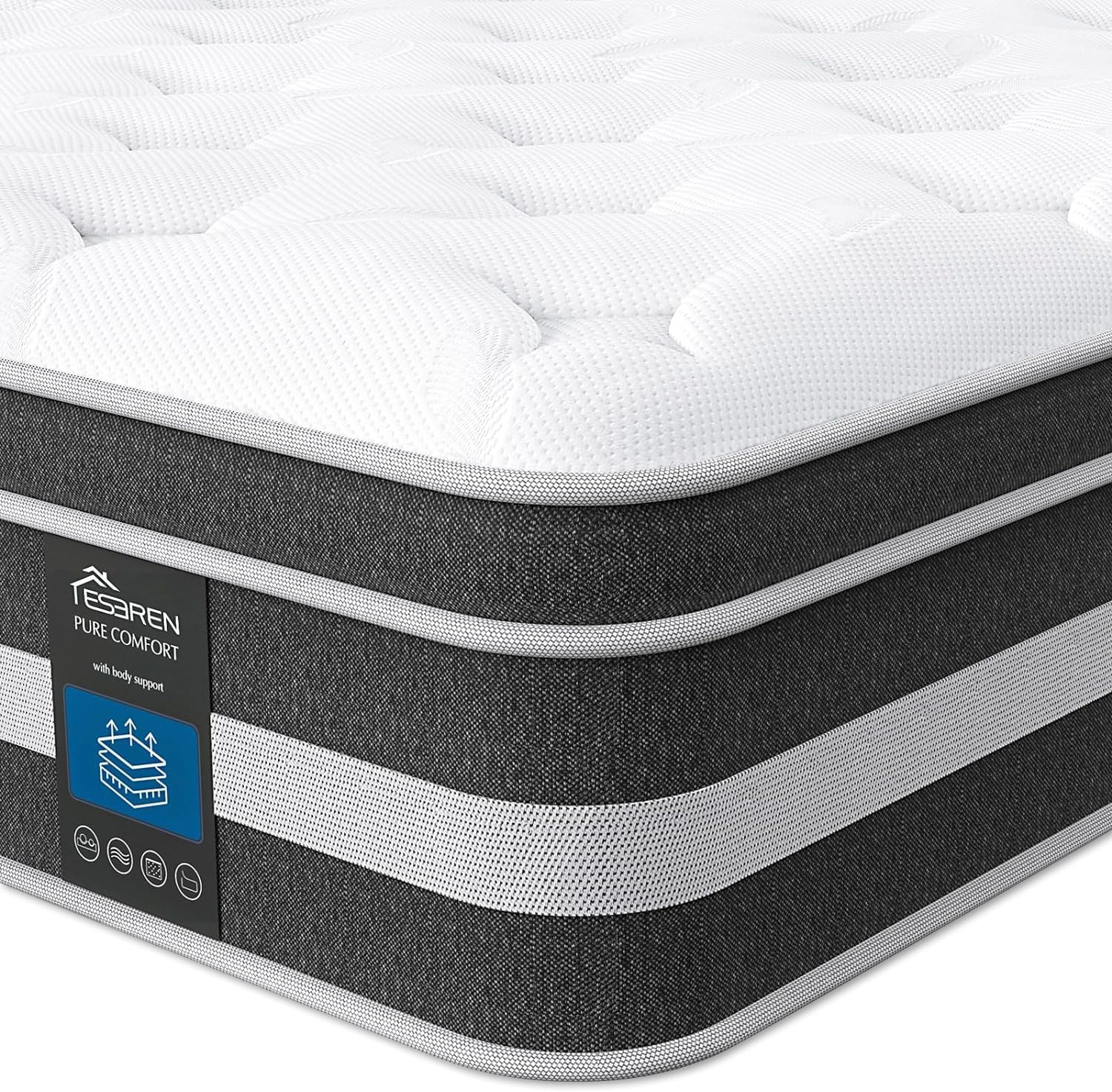 Amazon.com: UniPon 12 Inch Hybrid Queen Mattress, Spring Mattress with ...