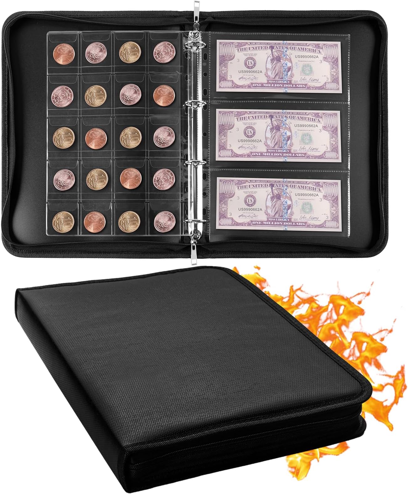Amazon.com : FAEFTY Fireproof Coin Album with 248 Coin Collection ...