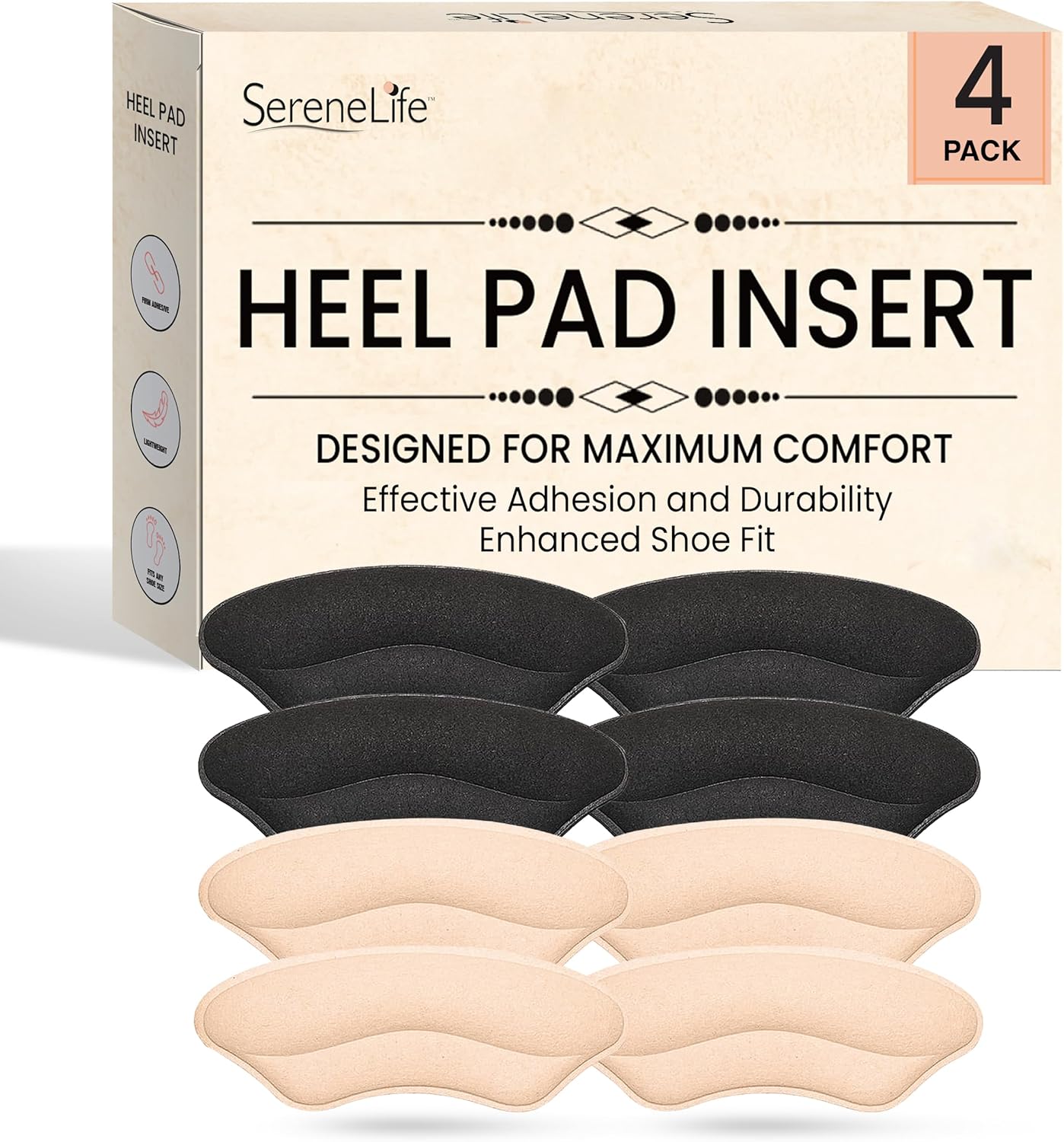 Amazon.com: Serenelife Heel Pad Shoe Insert - 4 Pairs of Shoe Pad ...