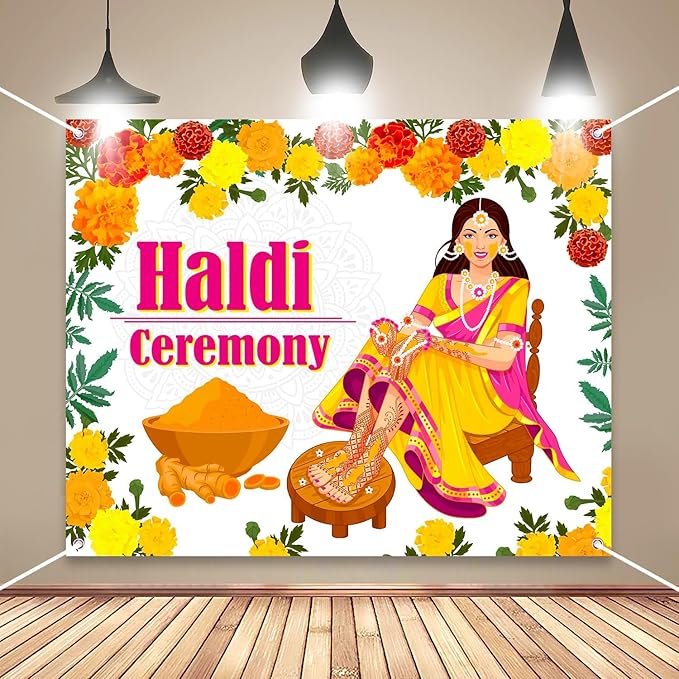 Buy Haldi Backdrop Decoration Items - 1 Pc Haldi Decoration Backdrop ...
