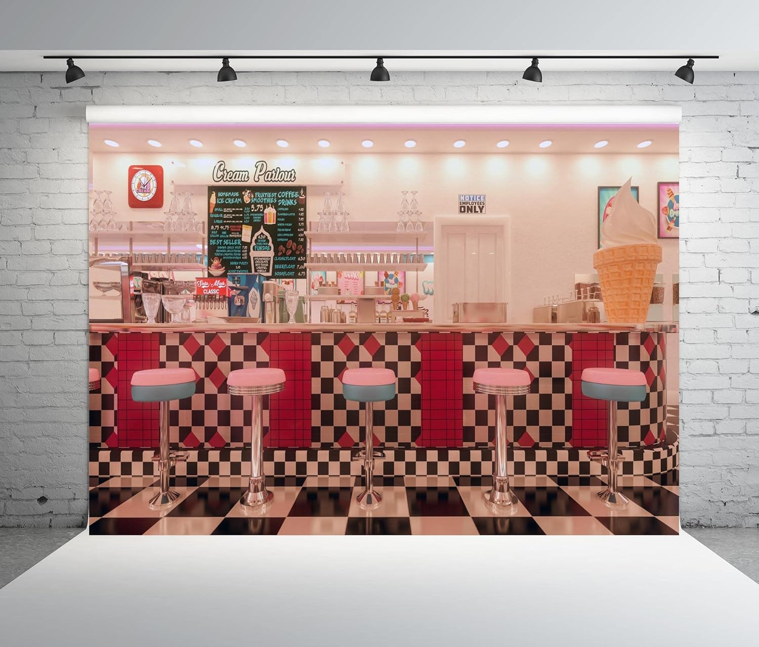 Amazon.com : BELECO 15x10ft Fabric Vintage 50s Diner Backdrop for ...